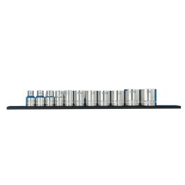 VIM Tools 12 Piece 3/8 Inch Drive Metric Socket Set with 12 Inch Blue Magrail - SMS600 Subset